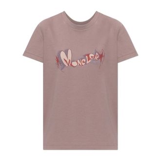 Moncler Logo-Print T-Shirt - - Tops - Damen - Rosa - L