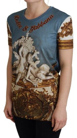 Dolce & Gabbana Womens Multicolor Dg Logo Angel Printed Shirt Top Cotton