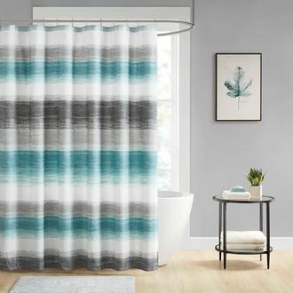 Madison Park Essentials Shower Curtain, Watercolor Print Multi Blue Shower Curtain for Bath Room, Modern Bathroom D COR, Machine Washable, Microfiber Fabric Shower