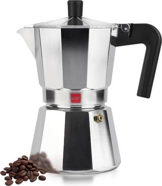 Magefesa Catual Italienische Kaffeemaschine für 9 Tassen, robustes und leichtes Aluminium, für alle Herdarten außer Induktion, ergonomischer Griff, gleichmäßig