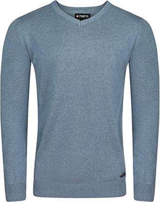 Riverso RIVEmil Pull pour Homme col en V Basic tricot&eacute; en Coton Biologique 100% Coton Fin Pull r&eacute;gulier Uni Noir Gris Rouge Bleu Marine Marron S M L XL XXL 3X