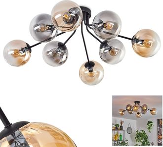 HOFSTEIN Deckenleuchte Gastor, Deckenlampe aus Metall/Glas in Schwarz/Rauchfarben/Bernsteinfarben/Klar, Leuchte im modernen Retro/Vintage-Design mit Schirmen a