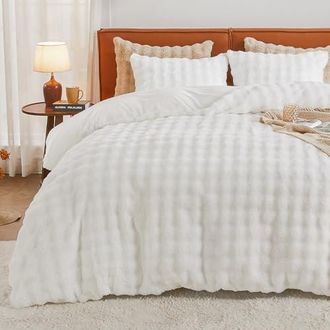 Emme Couverture de canap&eacute; - Couverture douillette - En peluche &eacute;paisse - Moelleuse - Couverture polaire - 135 x 200 cm + 80 x 80 cm - Blanc