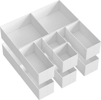 Songmics Lot de 12 bo&icirc;tes de rangement pliantes en TNT pour chaussettes, sous-v&ecirc;tements, soutien-gorge, cravates, &eacute;charpes, blanc nuage RDZ006W02