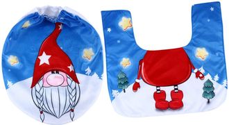 Milisten Weihnachtliches Wc Deckel Satz aus Waschbarem Toilettensitzbezug und Toilettenmatte Standard Oval Dekorativer Toilettenbezug f&uuml;r Badezimmer Deko