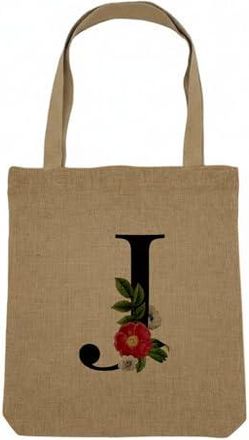 Fabulous Sac Shopping Tote Bag Aspect Lin - J Jade Julie Julia Jeanne Lettre Alphabet Pr&eacute;nom Fleurs - Sac de Courses Toile Epaisse 360g Beige Naturel Cabas Por