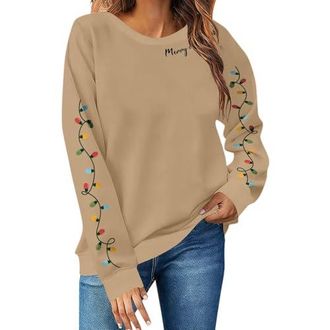 Generic Pull de No&euml;l 2025 pour femme - Grande taille - Haut &agrave; manches longues - Coupe ample - Doux et confortable - Chauds - Pour f&ecirc;te de No&euml;l, kaki, XXL