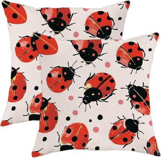 Generic Marienk&auml;fer-Kissenbez&uuml;ge, dekorativer Marienk&auml;fer-Kissenbezug, f&uuml;r Fr&uuml;hling, Sommer, Garten, Bauernhaus, Dekoration f&uuml;r Zuhause, Couch, Sofa, 35,6 x 3