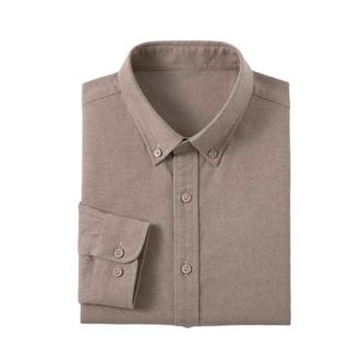 Generic Chemise &agrave; manches longues en coton Oxford pour homme, coupe ajust&eacute;e, d&eacute;contract&eacute;e, respirante, boutonn&eacute;e, kaki, XXL