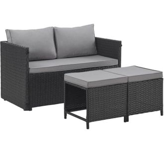 SVITA ATHINA Ensemble de meubles de jardin Outdoor Meubles de balcon Polyrattan Noir