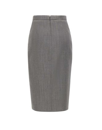 Elisabetta Franchi Pure Wool Midi Skirt - Gray