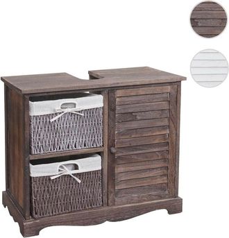 Mendler Mendler - Meuble sous-vasque HWC-H20, meuble sous-vasque de salle de bain 60x65x31cm shabby blanc