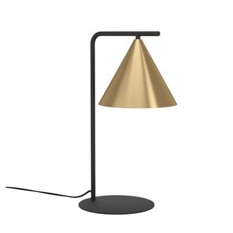 Eglo Tischlampe Narices, 1 flammige Tischleuchte, minimalistisch, Nachttischlampe aus Metall in Messing-Geb&uuml;rstet, Gold, Schwarz, Wohnzimmerlampe, Lampe mi