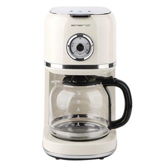 Emerio Kaffeemaschine Retro Style | 900W | 1,5 Liter | bis zu 12 Tassen | Ziffernblatt f&uuml;r Warmhaltezeit | Dauer-Filter (waschbar) | Warmhaltefunktion | Auto
