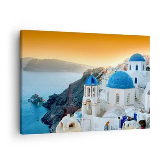 Arttor Bilder auf Leinwand Santorini Griechenland Urlaub Insel Leinwandbild 70x50cm Wandbilder Dekoration Wohnzimmer Schlafzimmer Deko Klein Wanddeko Bild Wa