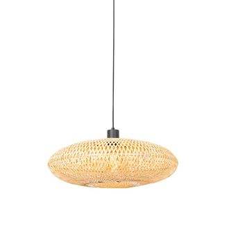 QAZQA Orientalisch Orientalische Hängelampe I Pendellampe I Pendelleuchte Bambus 50 cm - Ostrava I Wohnzimmer I Schlafzimmer - Bamboo Rund - LED geeignet E2