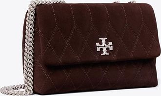 Tory Burch Damen Kleine, gesteppte Kira Schultertasche aus Wildleder