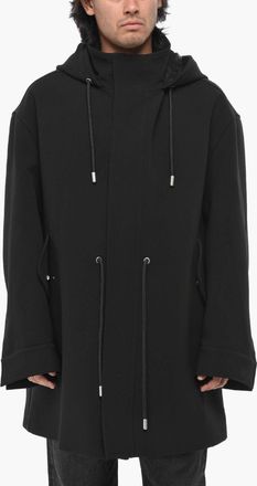 Off-white Wollparka mit Taillenzug und Kapuze Off-White