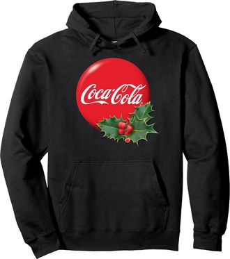 Coca Cola Ware Christmas Holly Logo Pullover Hoodie