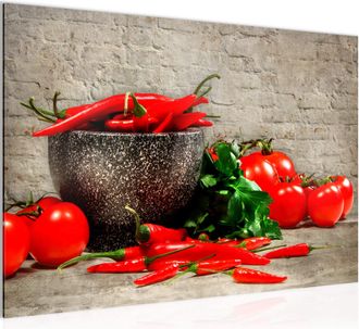 Runa Art Bild Küche - Gemüse Modern Wandbilder Esszimmer Küchenbilder 1 Teilig - Made In Germany - Ziegel Braun Rot Flur 005815a