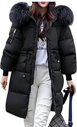 Minetom Femme Manches Longues Manteau Gilet Manteau Zippé Coupe Hiver Parka avec Capuche Veste Blouson F Noir XL