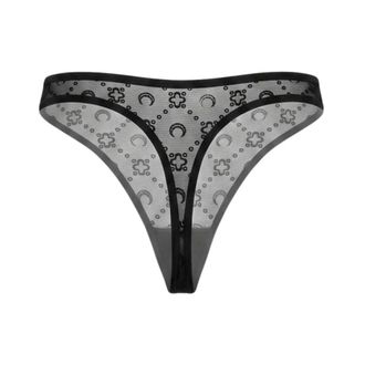 Marine Serre Femme, Sous-v&ecirc;tements, Noir, Taille: 38 FR Moonogram Mesh Flock High-Cut Panties