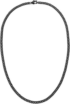 s.Oliver Herren Necklace - Halskette aus mattiertem Edelstahl - IP Schwarz - Panzerkette 50 cm - wasserfest & hautfreundlich