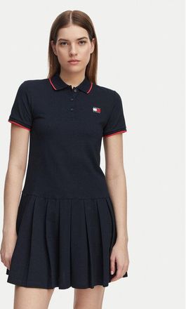 Tommy Jeans Kleid f&uuml;r den Alltag Tommy Badge DW0DW22328 Dunkelblau Relaxed Fit