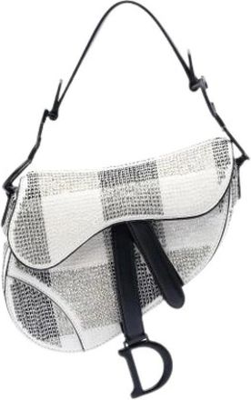 Dior Sac bandouli&egrave;re Mini Saddle doccasion - Femme - Pre-owned - Blanc - Taille: ONE Size