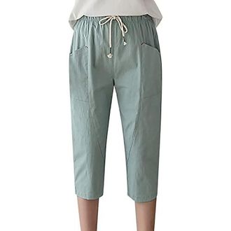 Generic Pantalon Lin Femme Fluide &Eacute;t&eacute; D&eacute;contract&eacute; D&eacute;contract&eacute;s Amincissants et Amples en Coton et Lin pour Femmes Pantacourts Femme Leger Pantacourt Fluide (G