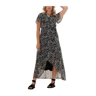 Colourful rebel Zebra Maxi Wrap Kleid - - Dresses - Damen - Schwarzk - S