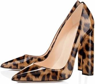 Generic Escarpins &eacute;pais &agrave; Enfiler pour Femmes, Chaussures habill&eacute;es &agrave; Bout Pointu et &agrave; Talons Hauts, Confortables et &agrave; Bout ferm&eacute; en Cuir pour soir&eacute;es et Trav