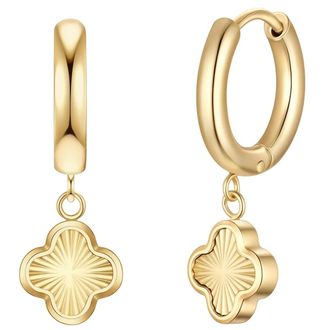 Glanzst&uuml;cke M&uuml;nchen Ohrringe - Edelstahl Creolen Kleeblatt - Gr. unisize - in Gold - f&uuml;r Damen