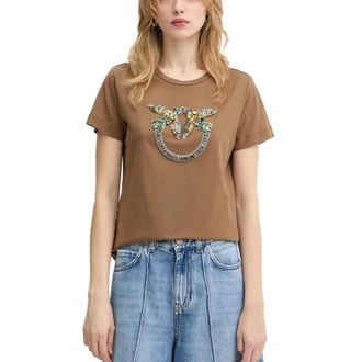 Pinko Pinko, Femme, Tops, Brun, Taille: 42 FR Quentin T-Shirt