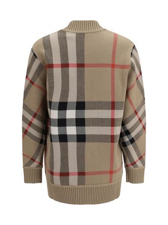 Burberry Womens Check Archive Wool Sweater Beige Polyester; Ovis Aries