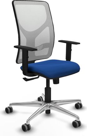 Piqueras y Crespo B&uuml;rostuhl mit Rollen, 1D-Armlehnen, h&ouml;henverstellbare Lendenwirbelst&uuml;tze, ausgestattet mit 3 Positionen und Schneideschaum, Wei&szlig;/Blau