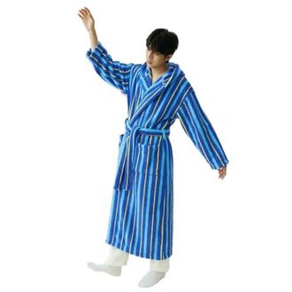 Generic QXDZSW Automne Hiver Couple Velours Corail Femmes Hommes Peignoir Ray&eacute; Longueur Maison &Eacute;paissie Flanelle Robe Pantalon Pyjama Ensemble, pantalon peign