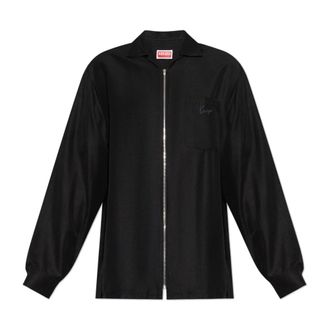 Kenzo Homme, Chemises, Noir, Taille: M Signature Zipped Oversized Shirt