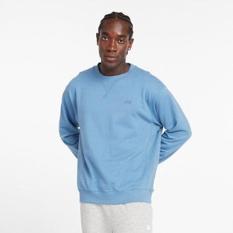 New Balance Homme Athletics French Terry Crew en Bleu, Coton, Taille M