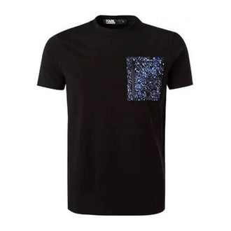Karl Lagerfeld L&auml;ssiges Baumwoll-T-Shirt - - Tops - Herren - Schwarzk - 2XL