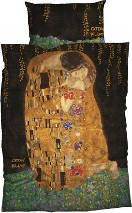 GOEBEL Bettwäsche Der Kuss Satin aubergine-Gold Größe 135x200 cm (80x80 cm)