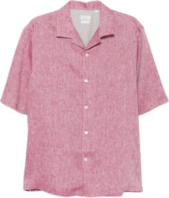 Brunello Cucinelli Homme, Chemises, Rouge, Taille: XL Linen Easy Fit Shirt