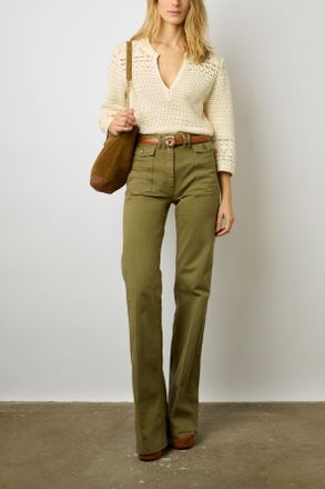 Gerard Darel Pull tunisien en coton ajour&eacute; - LESSIE - Ecru