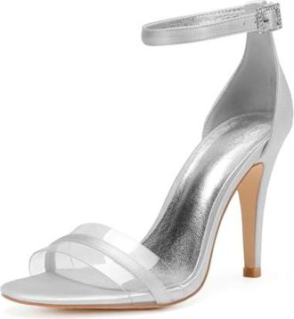 Generic Chaussures De Mariage Femme Stylet Talons Haut Chaussure Escarpin Mariée Sexy Open Toe Sandales À Talon10.5Cm,Argent,37 EU