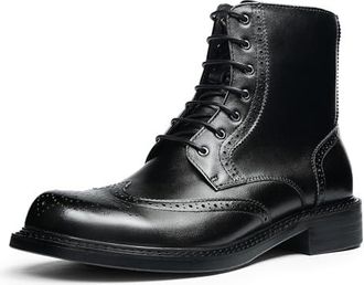 Generic Bottes &agrave; Lacets en Cuir pour Hommes | Bottines &agrave; Bout ail&eacute; avec Doublure en Peau de Porc pour Le Travail et Les Loisirs,Noir,44.5 EU