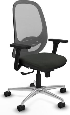 Piqueras y Crespo Schreibtischstuhl aus Netzstoff mit schwarzen Armlehnen, h&ouml;henverstellbare Lendenwirbelst&uuml;tze, ausgestattet mit 3 Positionen und Schneidschaum, Grau/S