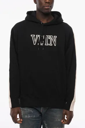 Valentino Two-Tone Terry Cotton Hoodie With Embroidered Logo Valentino