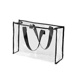 Generico Sac fourre-tout transparent multifonction pour plage, natation, stockage et lavage de cosm&eacute;tiques portable, Noir, Taille unique