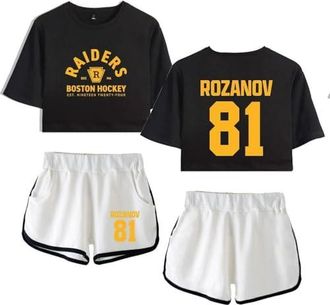 Generic Heated Rivalry Merch Rozanov 81 Print Print 2 pi&egrave;ces - Ensemble t-shirt court et short pour femme, v&ecirc;tements de rue d&eacute;contract&eacute;s pour fans de s&eacute;ries t