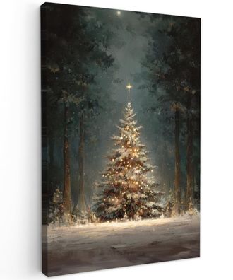 MuchoWow &copy; Weihnachtsdeko Bilder 60x90 cm Wohnzimmer Deko Modern Wandbild auf Leinwand Weihnachtsgeschenke Bild Schlafzimmer Room Decor Geschenke Weihnachtsbau